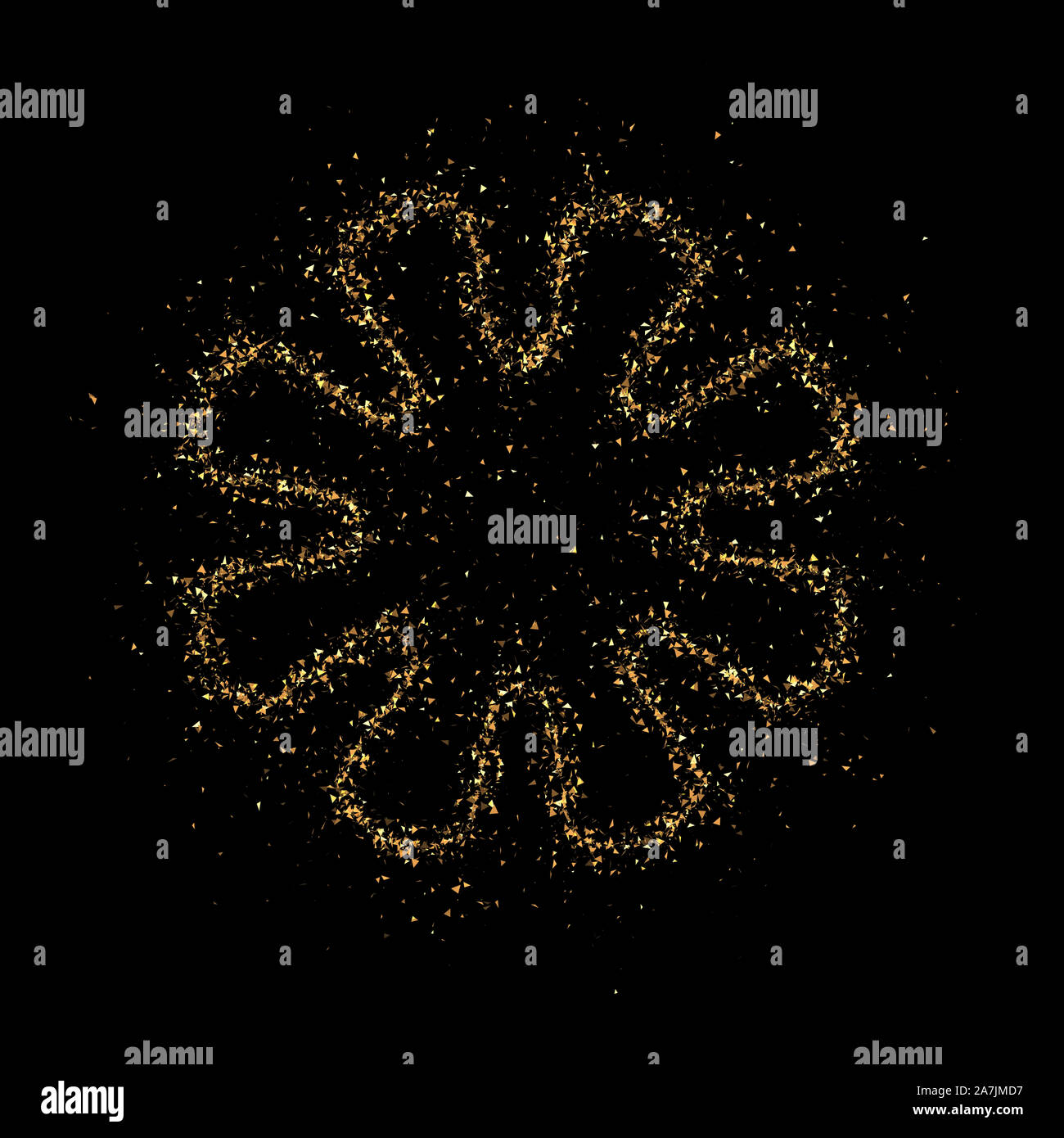 Flower gold particle black background.3d rendering 3d illustration ...
