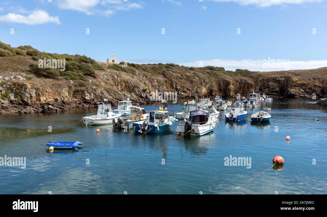 Boats in La Meule port on the Yeu Island (Vendee, France Stock Photo ...