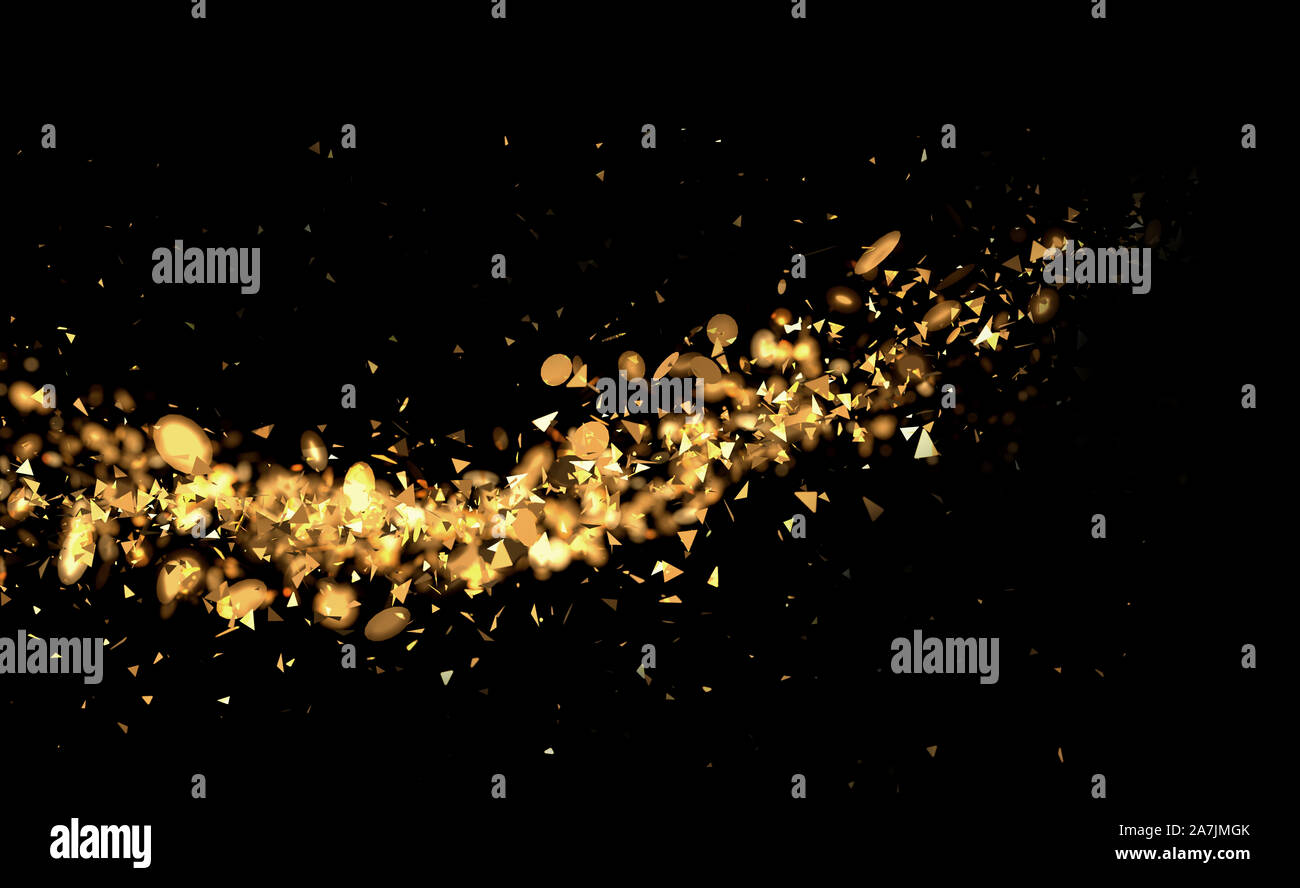 Particle abstraction black background. 3d rendering 3d illustration ...
