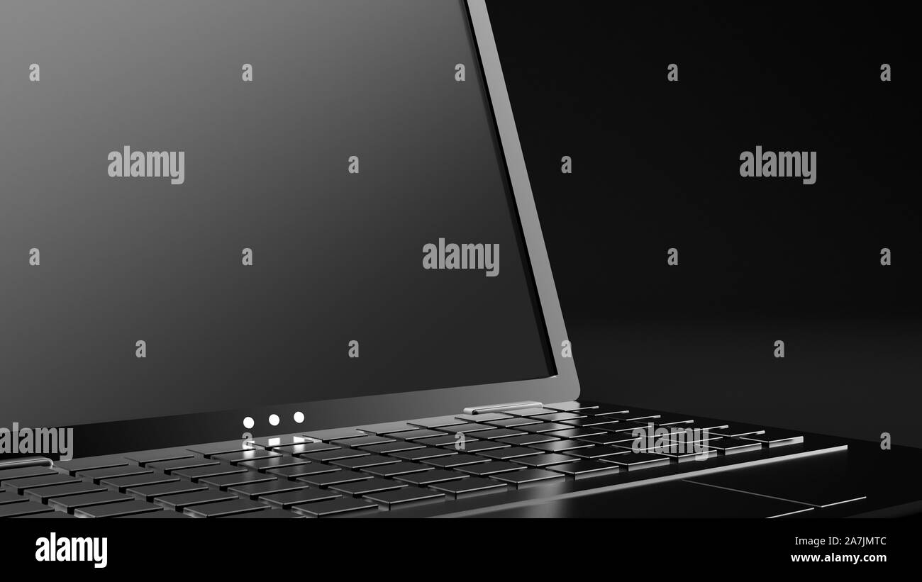 Stylish, modern, thin laptop 3d rendering 3d illustration Stock Photo ...
