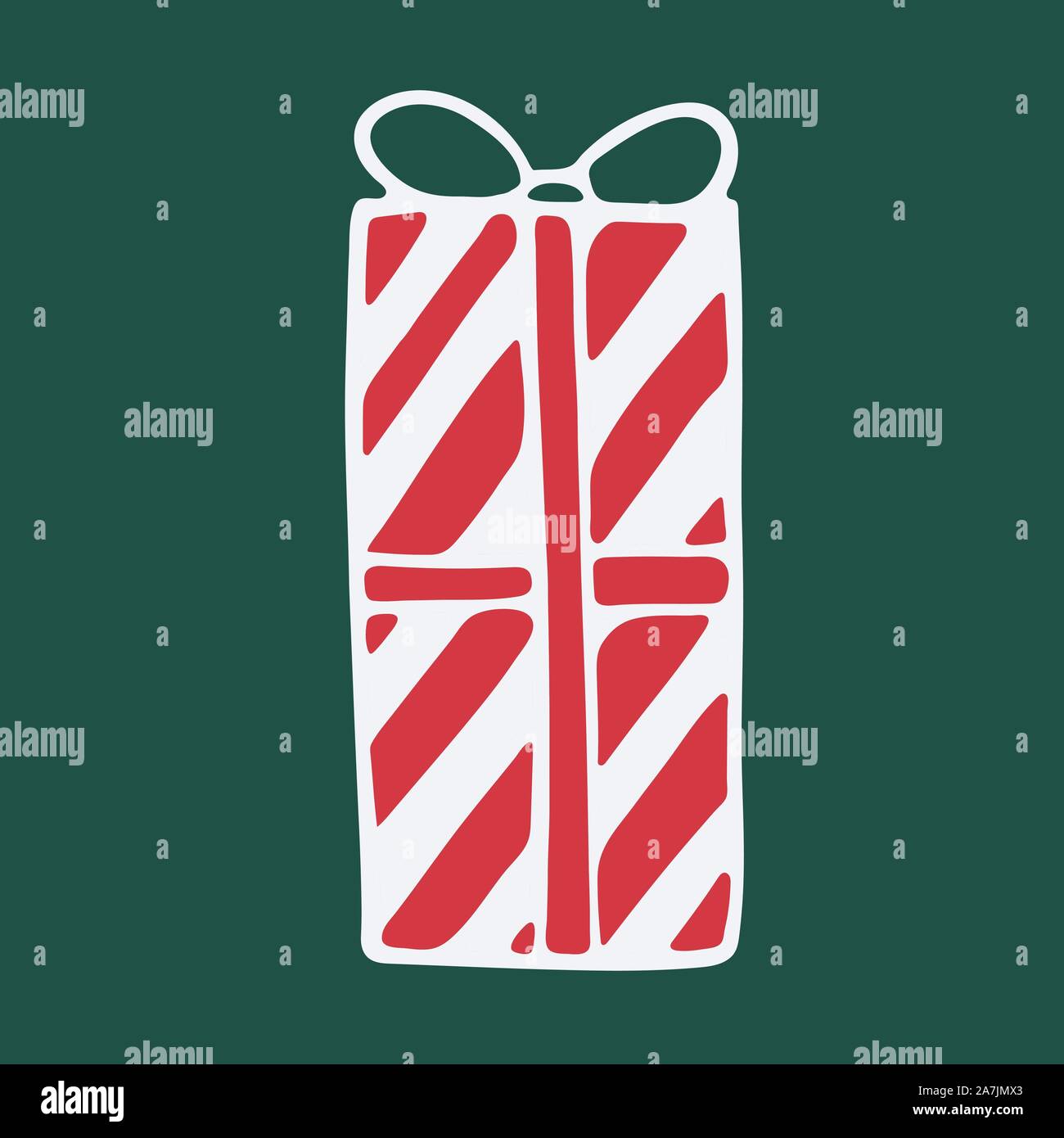 Vector hand drawn doodle illustration of rectangle Christmas gift box ...