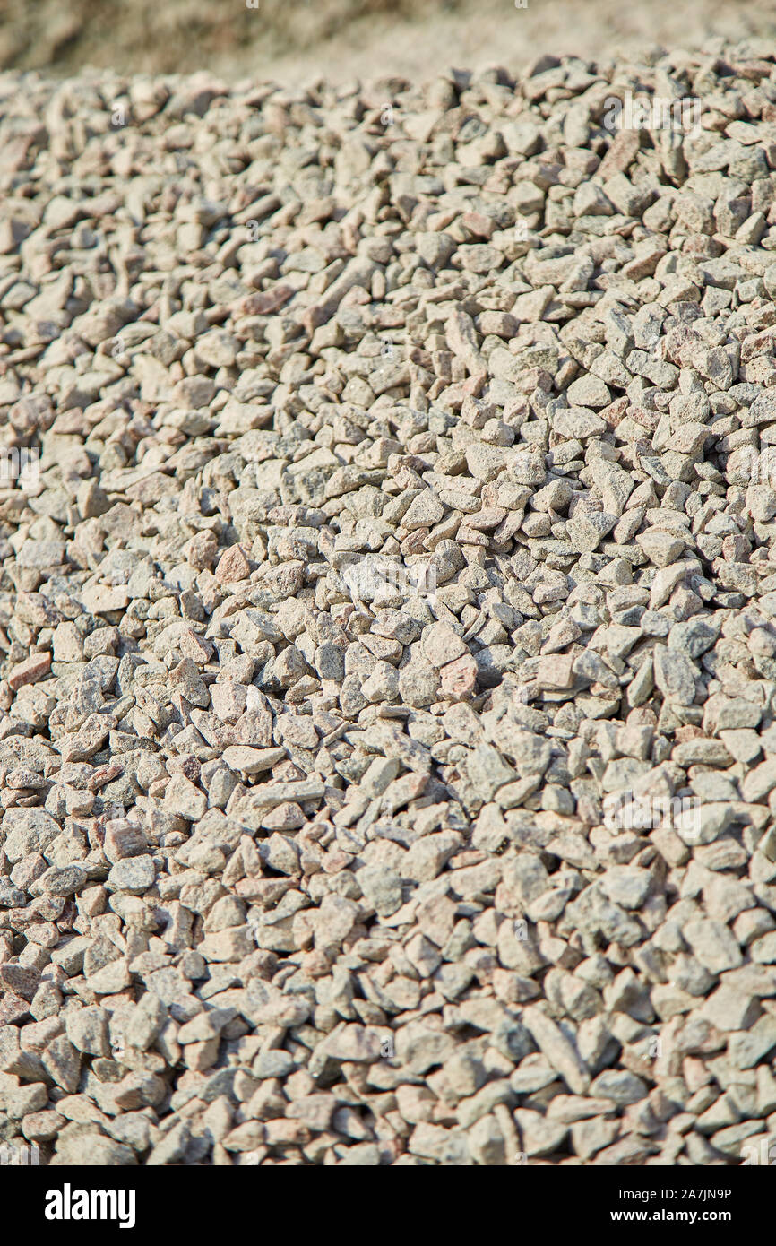 Breakstone background, a pile of crushed stone. Road gravel, gravel ...