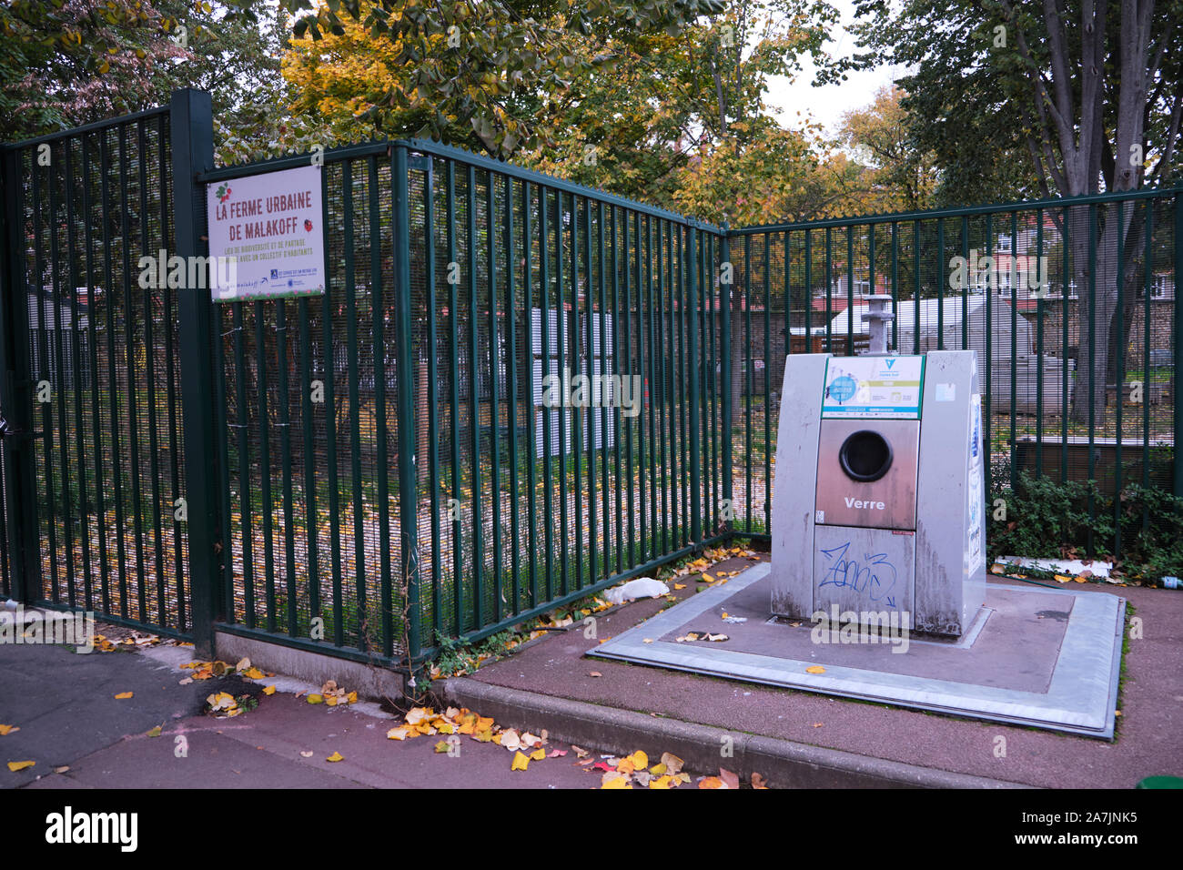 Glass Collection Container Outside Urban Farm Stock Photo - Alamy