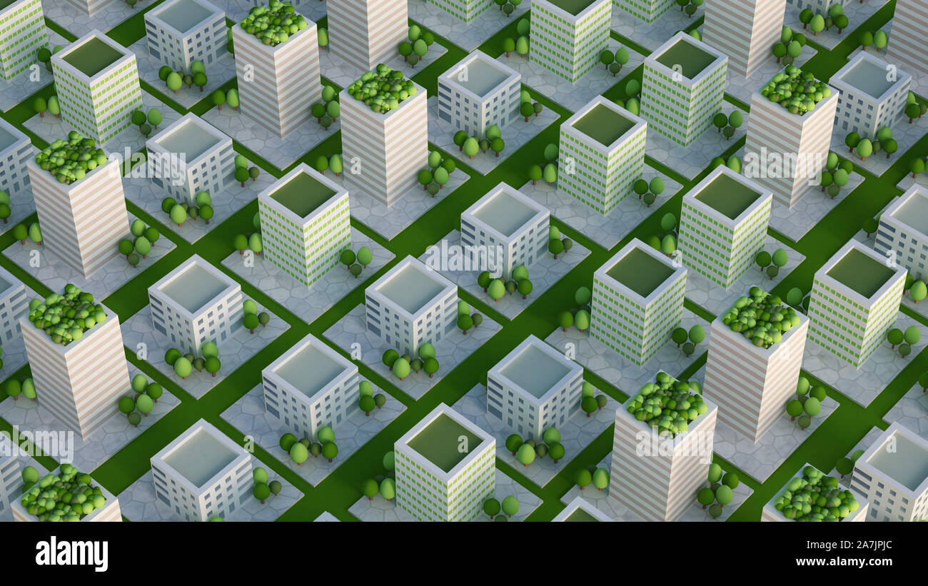 Model of the city with residential buildings. 3d rendering, 3d ...