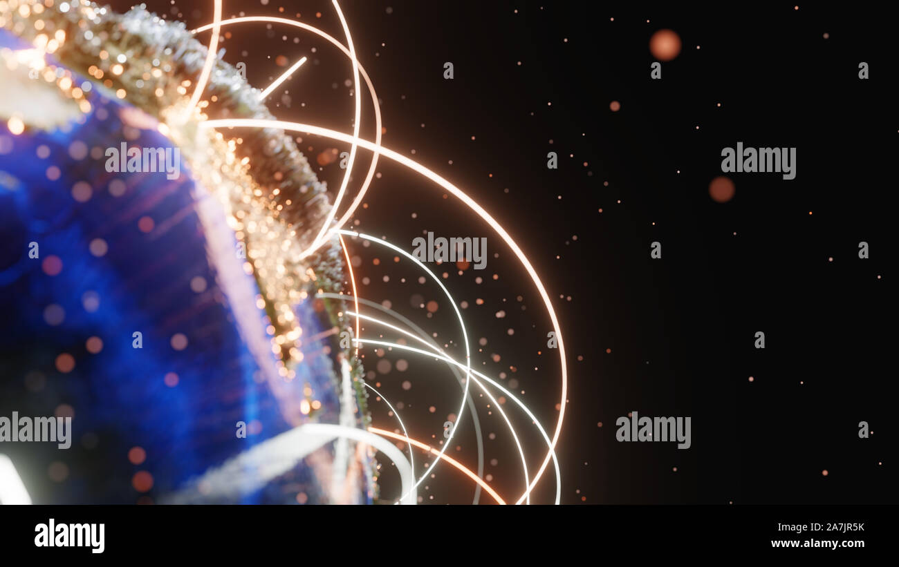 Connection curves and dots around Earth globe, Futuristic technology ...