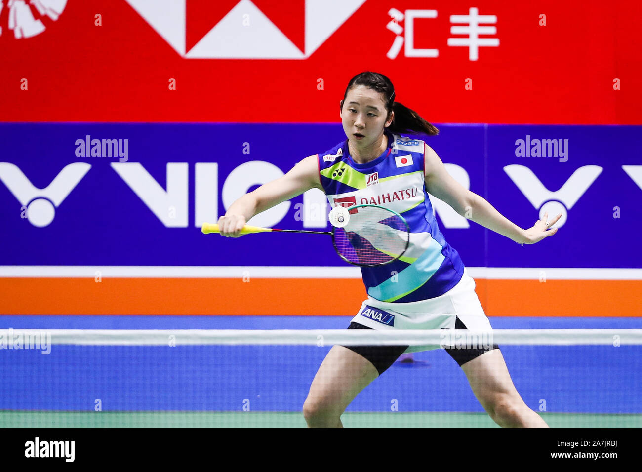 Japanese professional badminton players Takuro Hoki and Wakana Nagahara ...