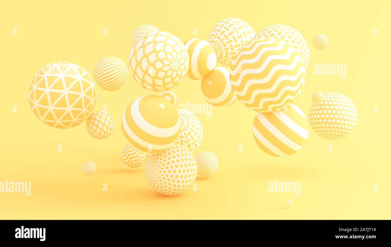Yellow background with balls. 3d rendering, 3d illustration Stock Photo ...