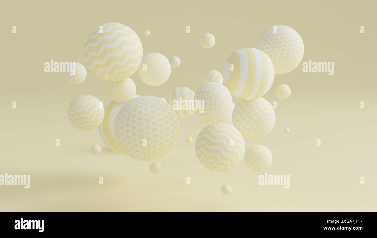 Yellow background with balls. 3d rendering, 3d illustration Stock Photo ...