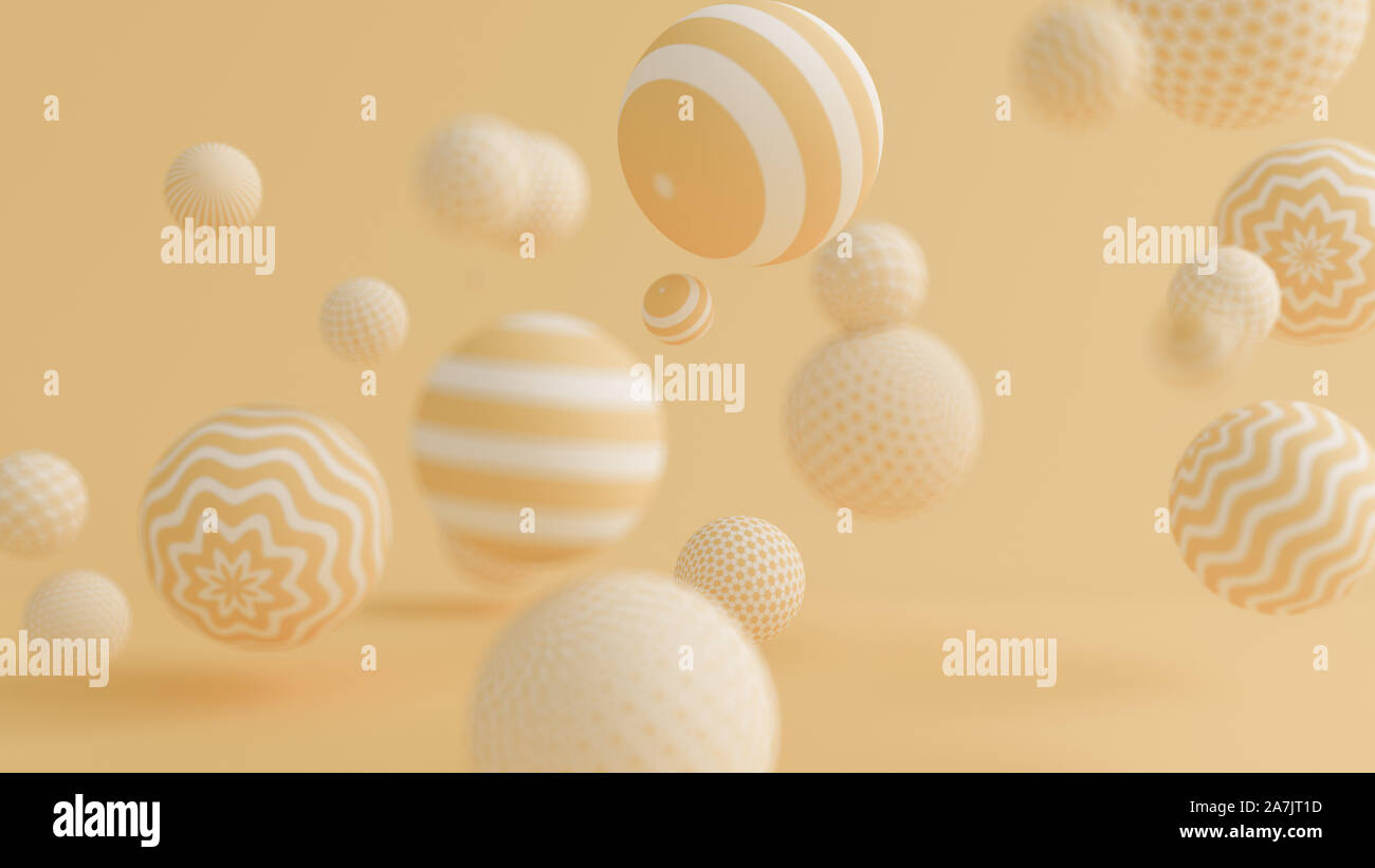 Yellow background with balls. 3d rendering, 3d illustration Stock Photo ...