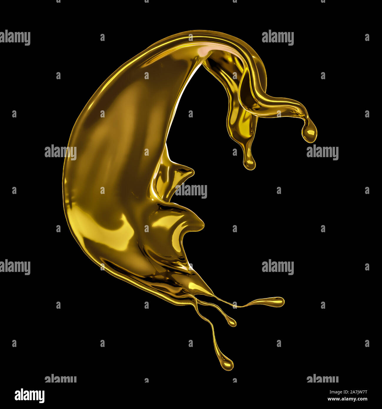A splash of thick, golden liquid. 3d rendering, 3d illustration Stock ...