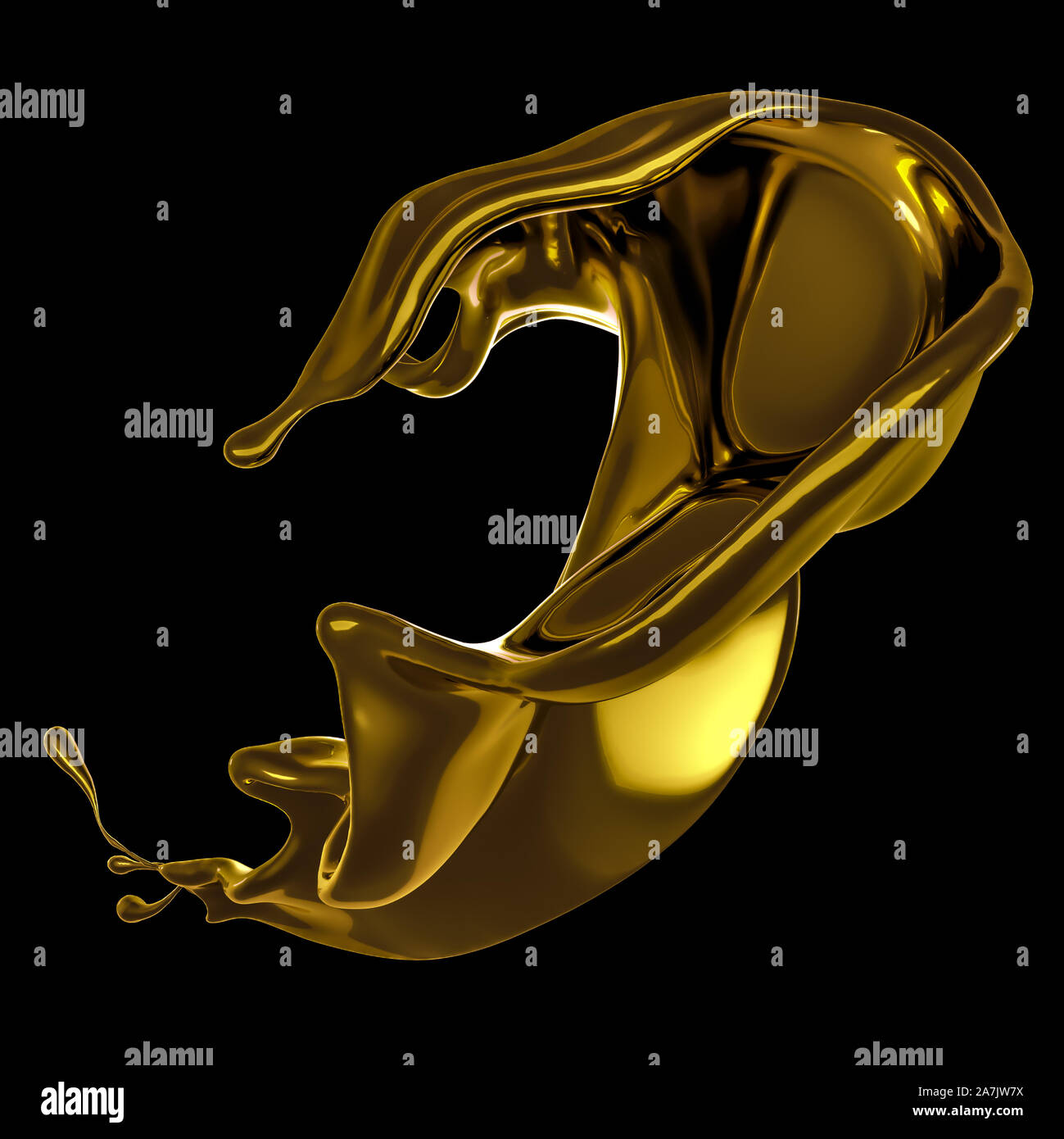 A splash of thick, golden liquid. 3d rendering, 3d illustration Stock ...