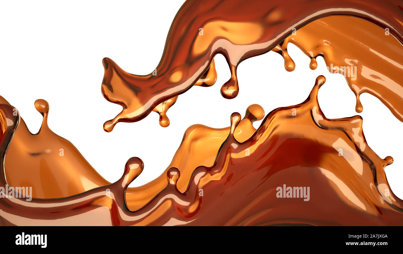 Isolated splash of tea on a white background. 3d rendering, 3d ...