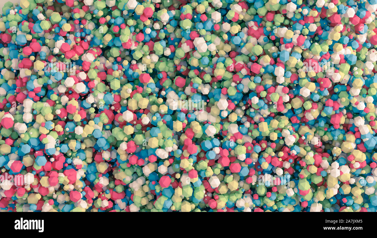 Geometric particle multicolor background. 3d rendering, 3d illustration ...