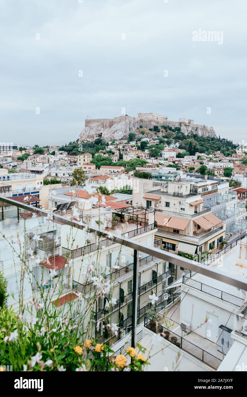 View of the UNESCO World Heritage site of the Acropolis and Parthenon ...