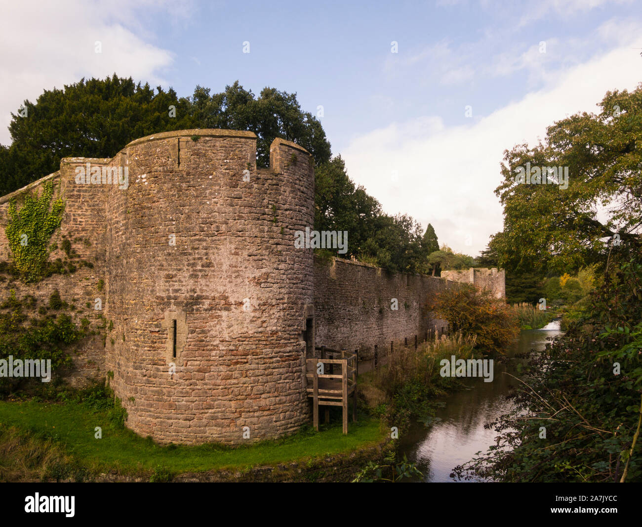 Corner Tower in Boundary Walls and Moat of magnificent Bishop's Palace ...