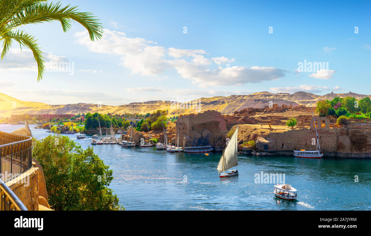 View of the Great Nile in Aswan Stock Photo - Alamy