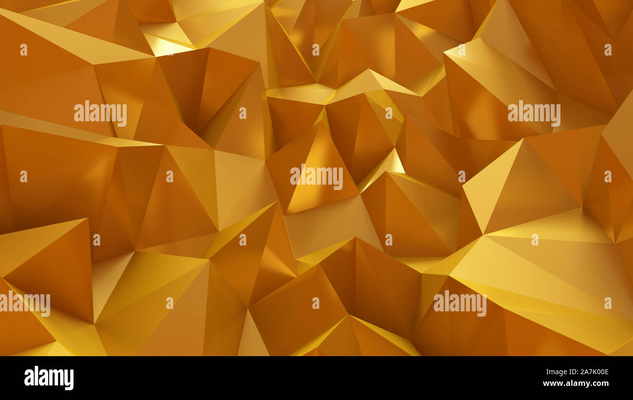 Luxury golden background with triangles and crystals. 3d rendering, 3d ...