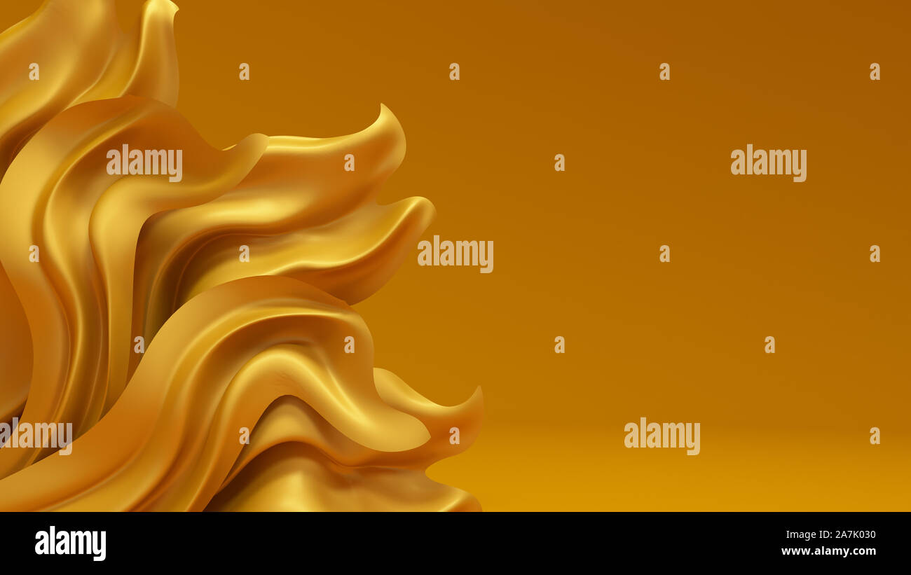 Luxury background with gold drapery fabric. 3d rendering, 3d ...