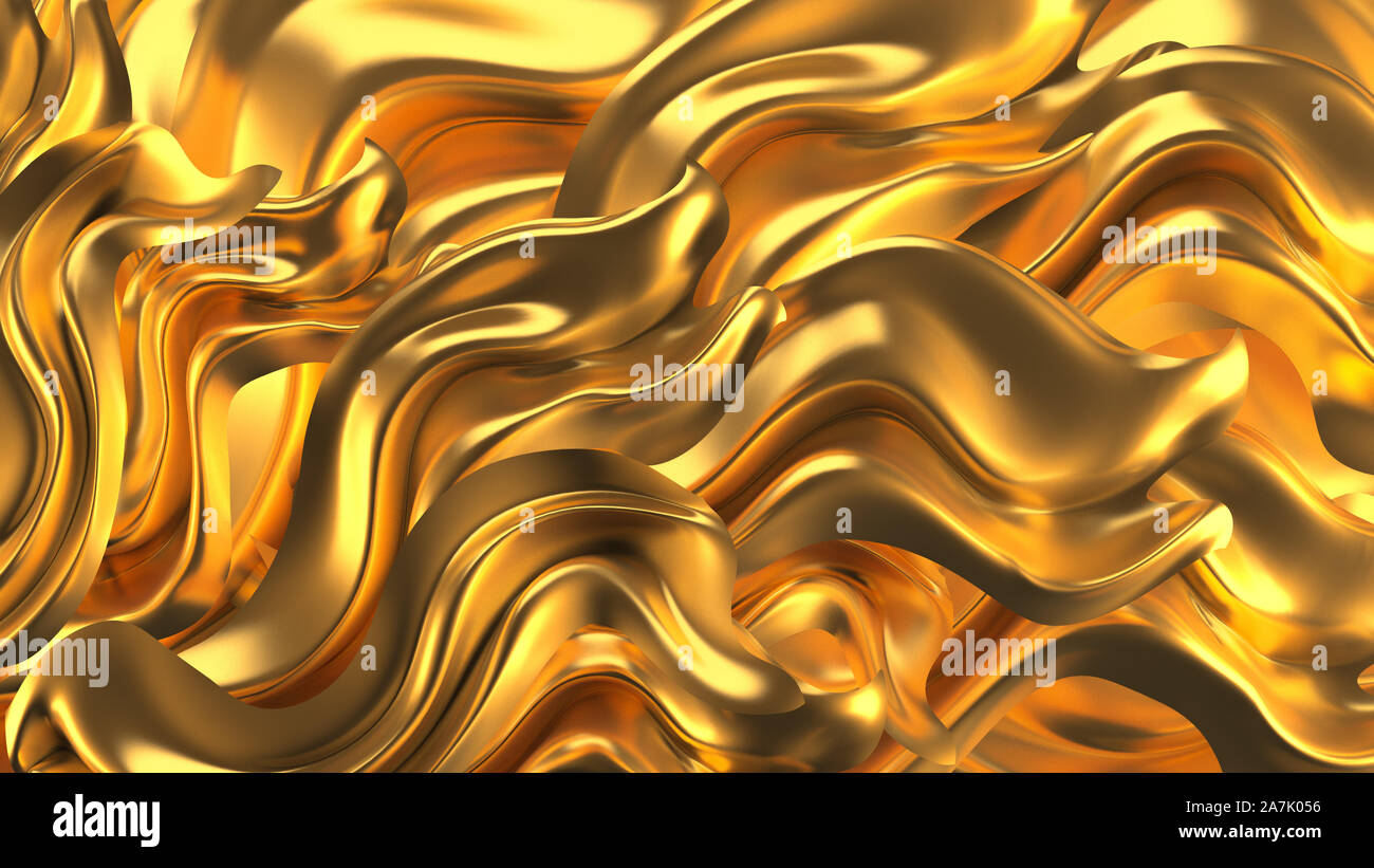 Luxury background with gold drapery fabric. 3d rendering, 3d ...