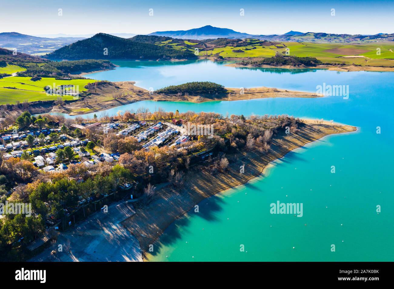 Reservoir shore. Aerial view Stock Photo - Alamy