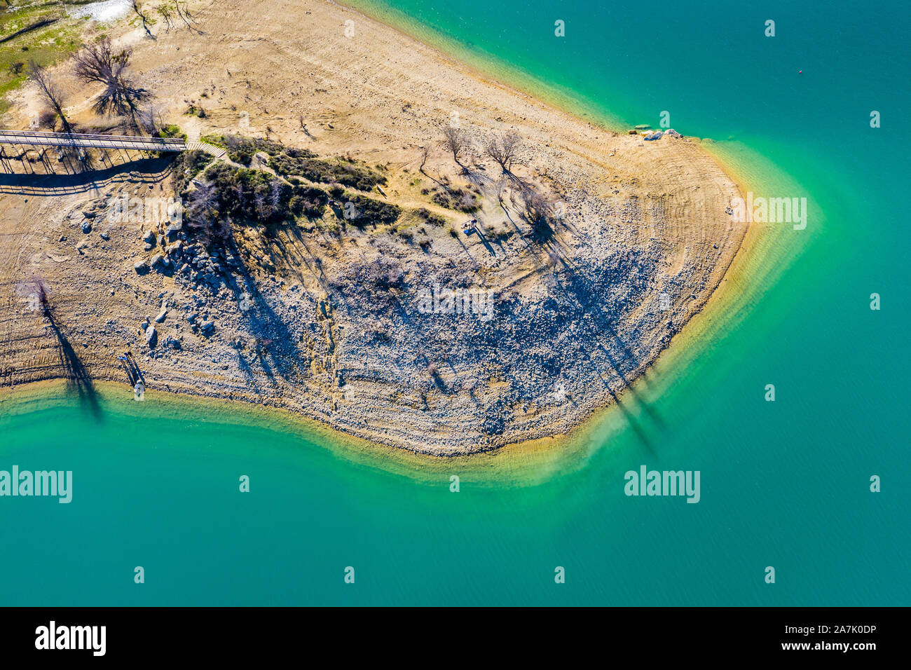Reservoir shore. Aerial view Stock Photo - Alamy