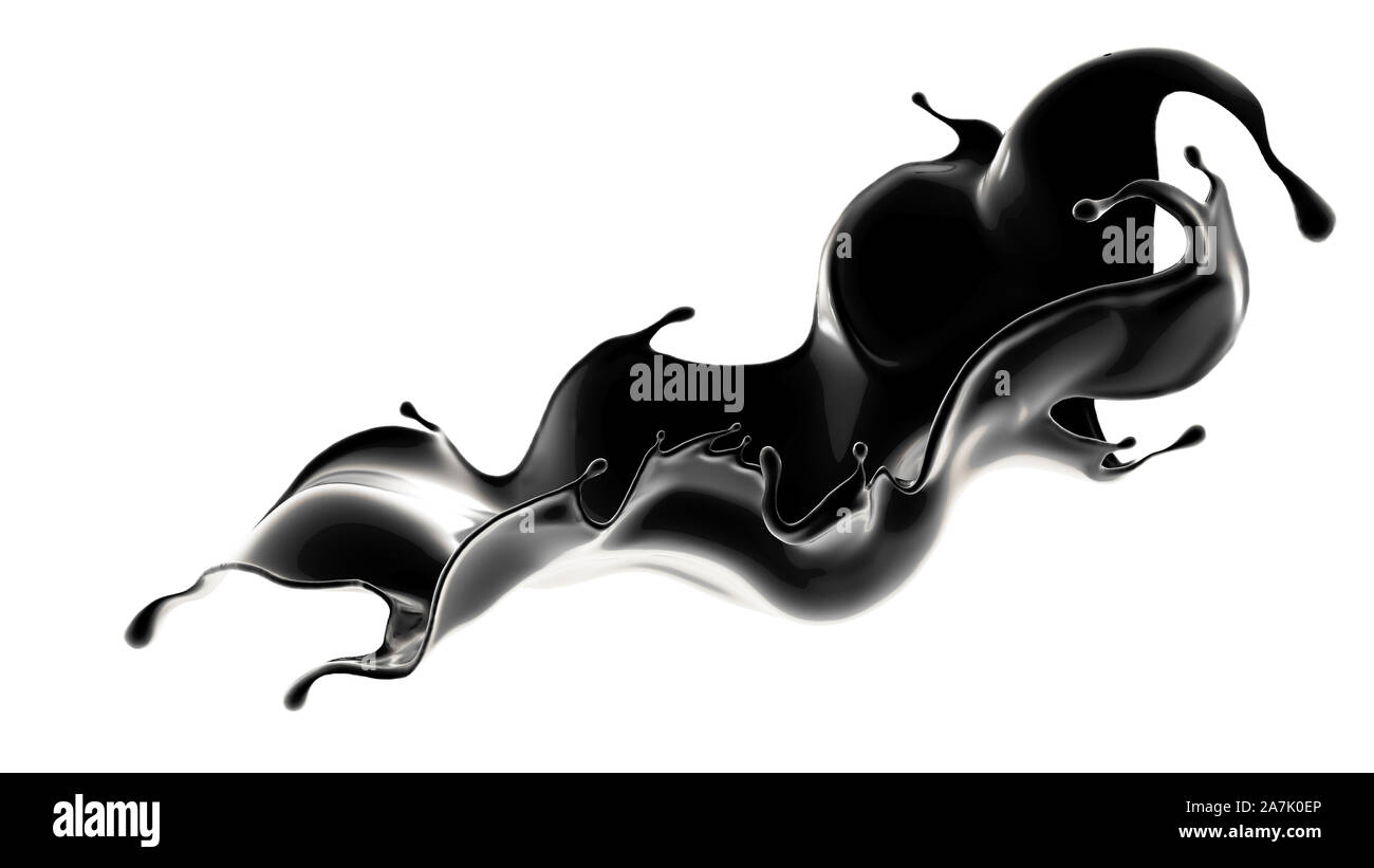 Splash of black liquid. 3d rendering, 3d illustration Stock Photo - Alamy