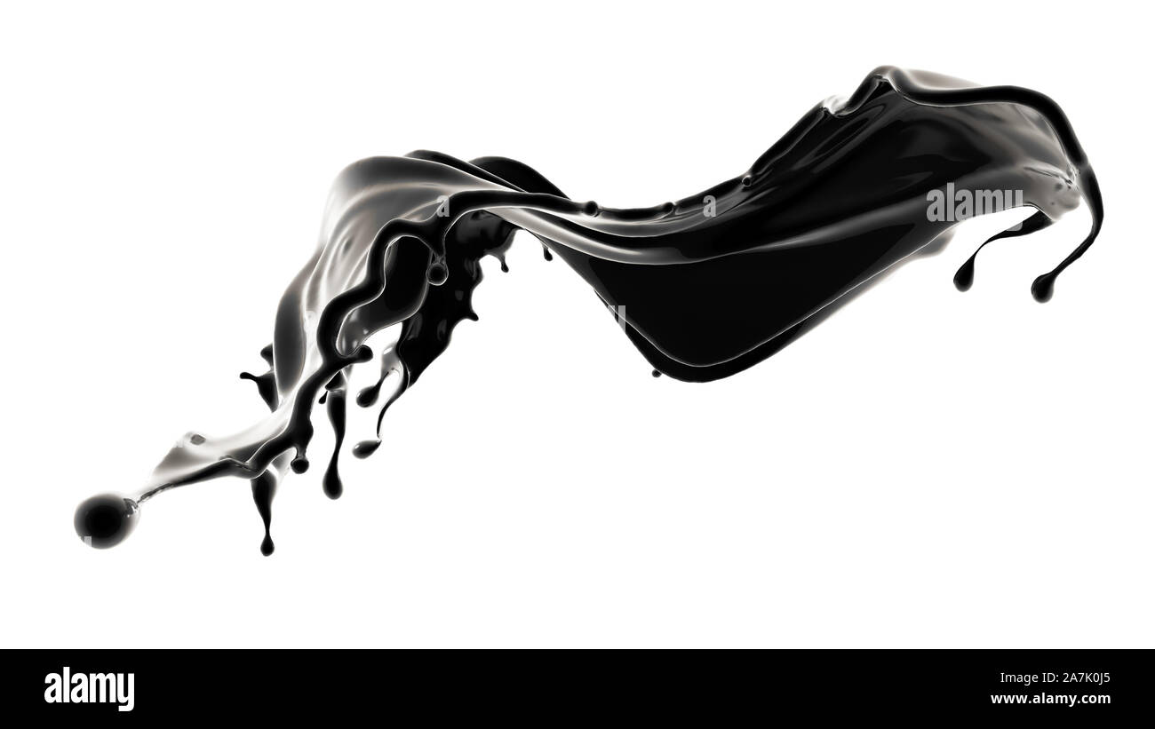 Splash of black liquid. 3d rendering, 3d illustration Stock Photo - Alamy