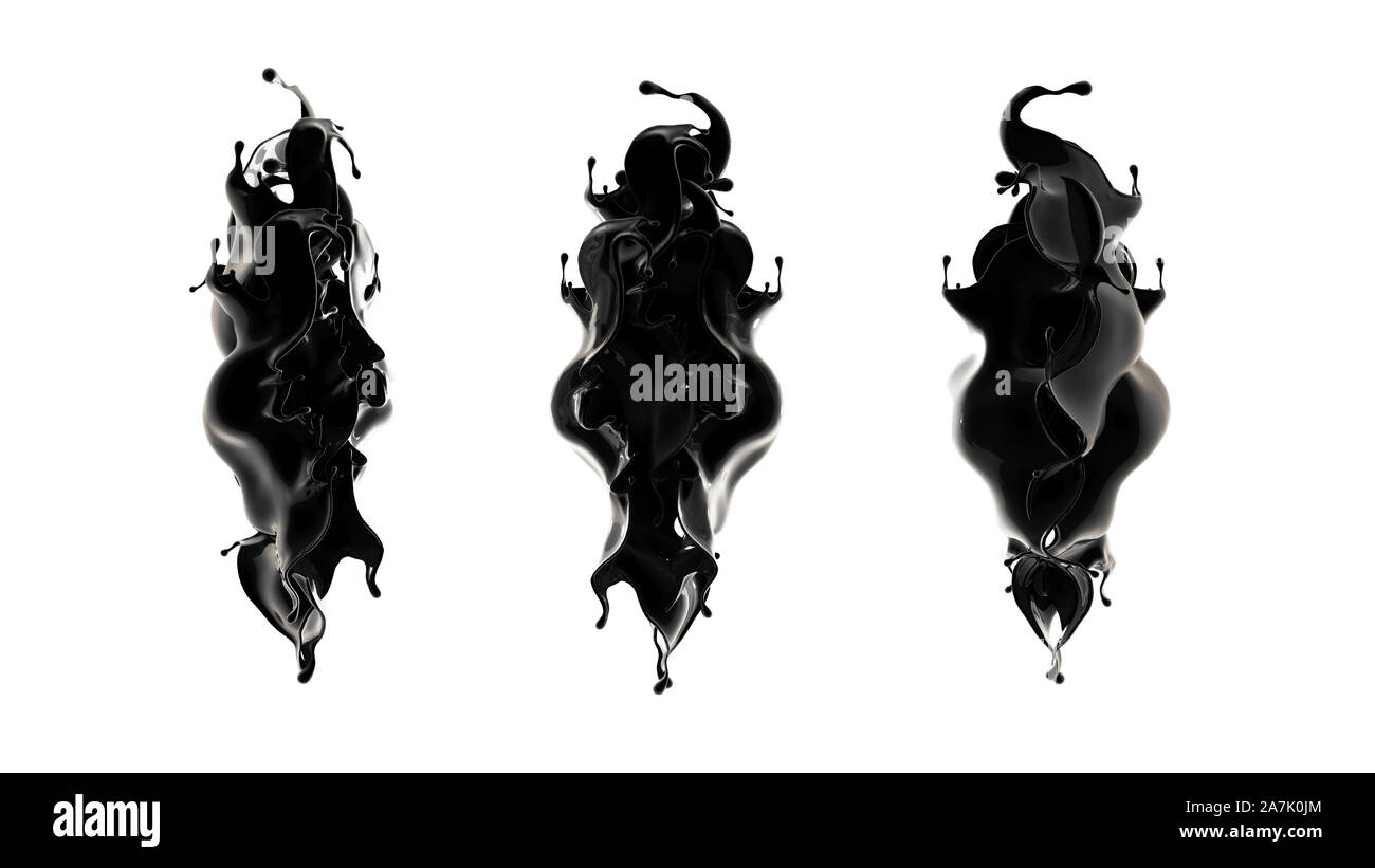 Splash of black liquid. 3d rendering, 3d illustration Stock Photo - Alamy