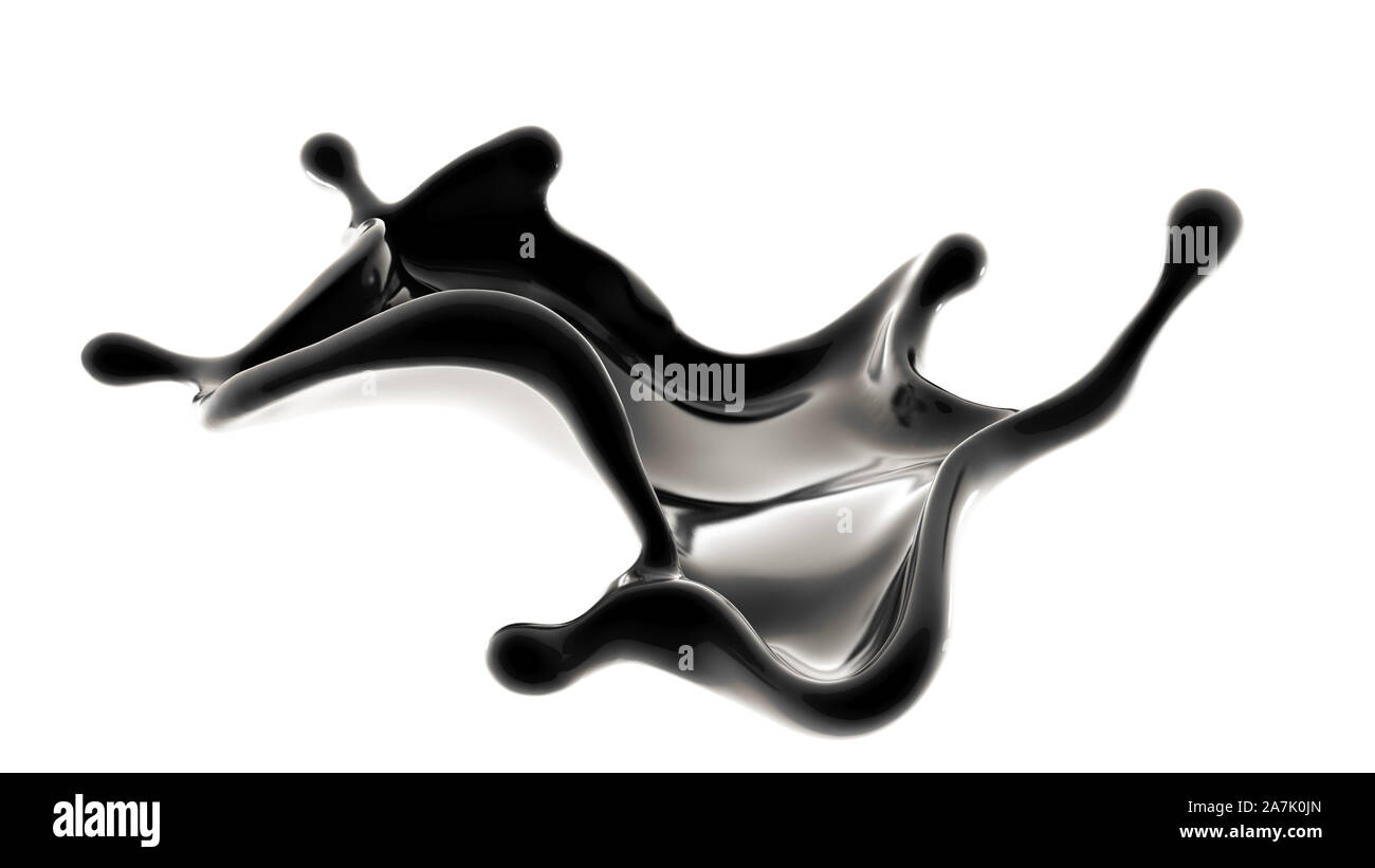 Splash of black liquid. 3d rendering, 3d illustration Stock Photo - Alamy