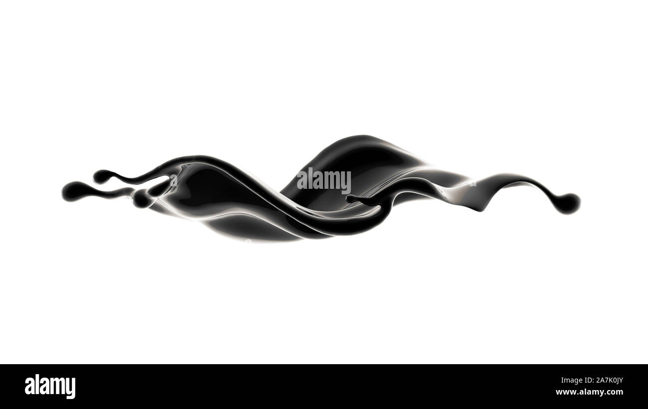 Splash of black liquid. 3d rendering, 3d illustration Stock Photo - Alamy