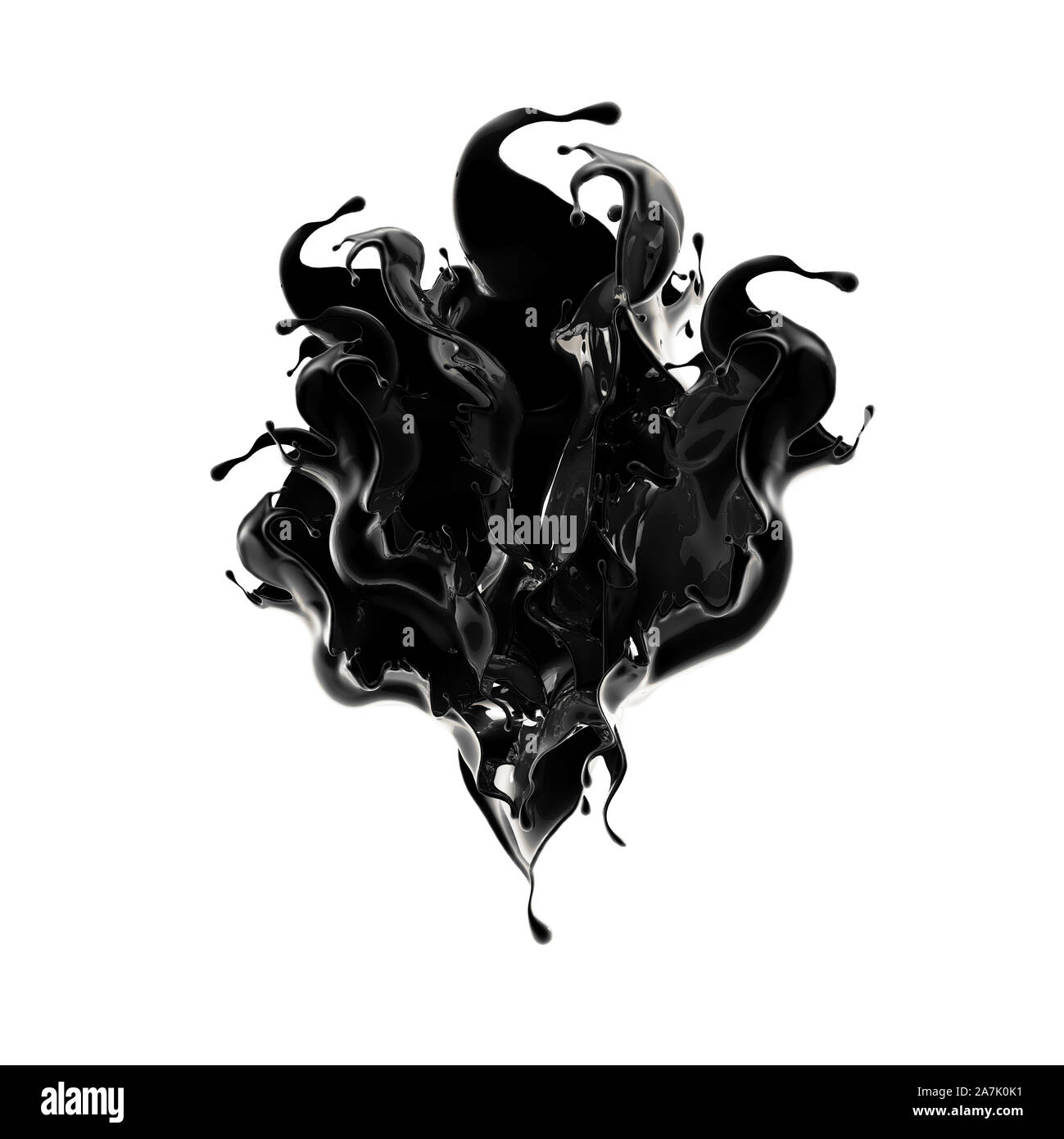 Splash of black liquid. 3d rendering, 3d illustration Stock Photo - Alamy