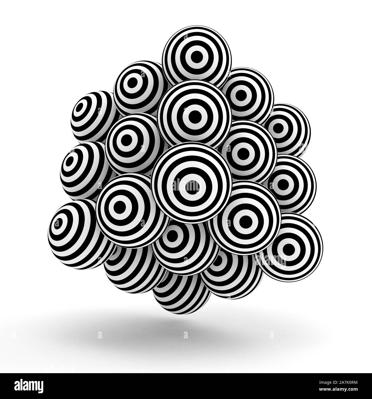 White abstract background with balls and black lines. 3d rendering, 3d ...