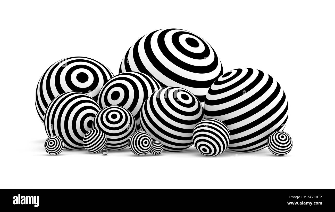 White abstract background with balls and black lines. 3d rendering, 3d ...