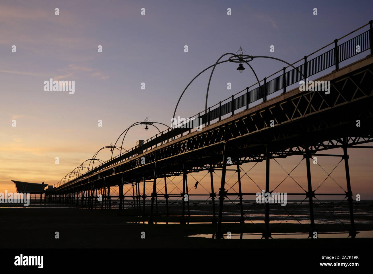 Southport Pier, UK, at dusk Stock Photo - Alamy
