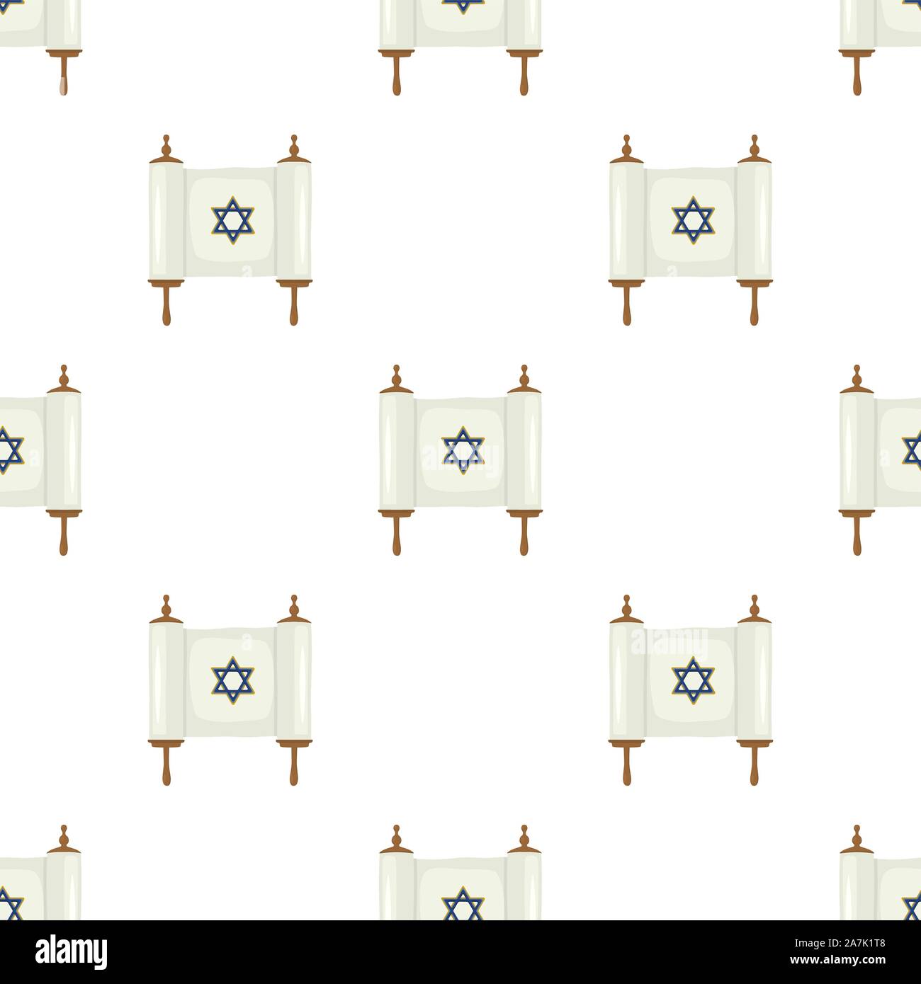 Illustration on theme big colored pattern Hanukkah, seamless set torah ...