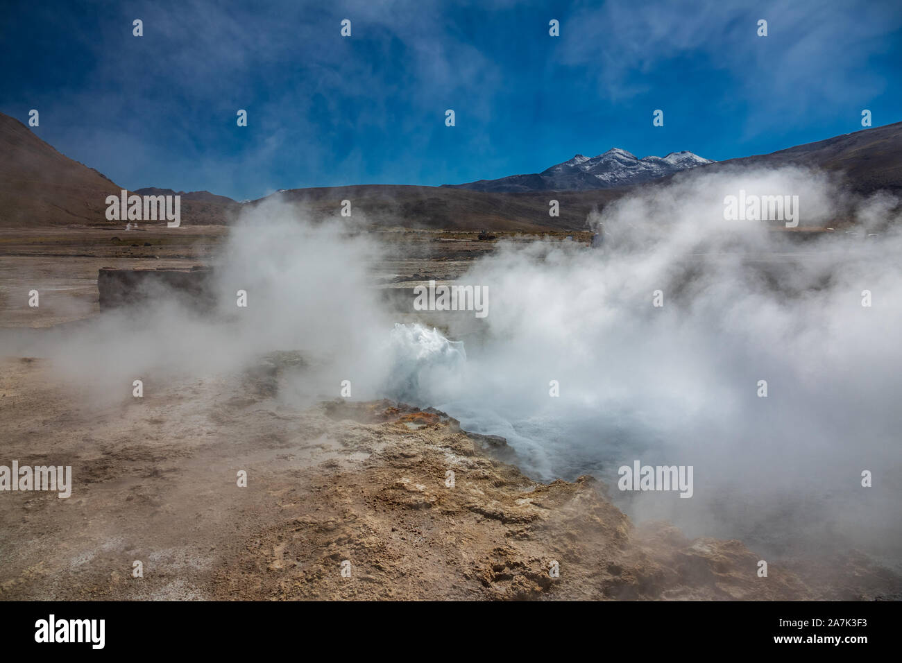 The mist of a geyser in Atacama Stock Photo - Alamy