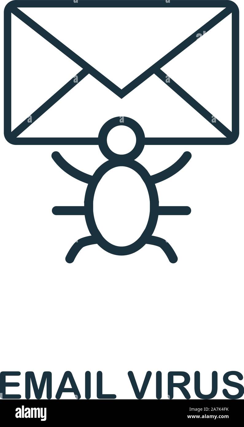 Email Virus icon outline style. Thin line creative Email Virus icon for ...