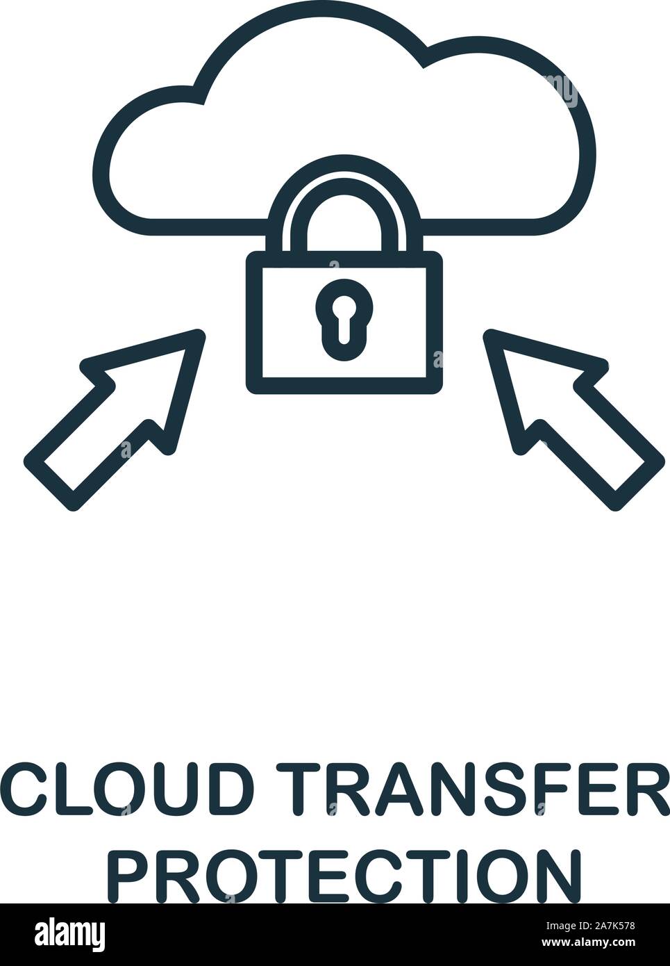 Cloud Transfer Protection icon outline style. Thin line creative Cloud ...