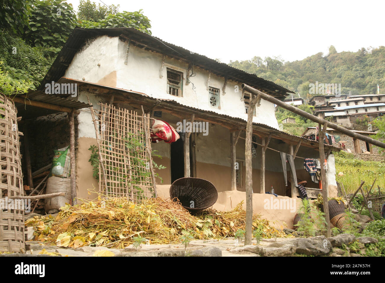 A typical home in the village of Sikles, Annapurna region, Nepal Stock ...