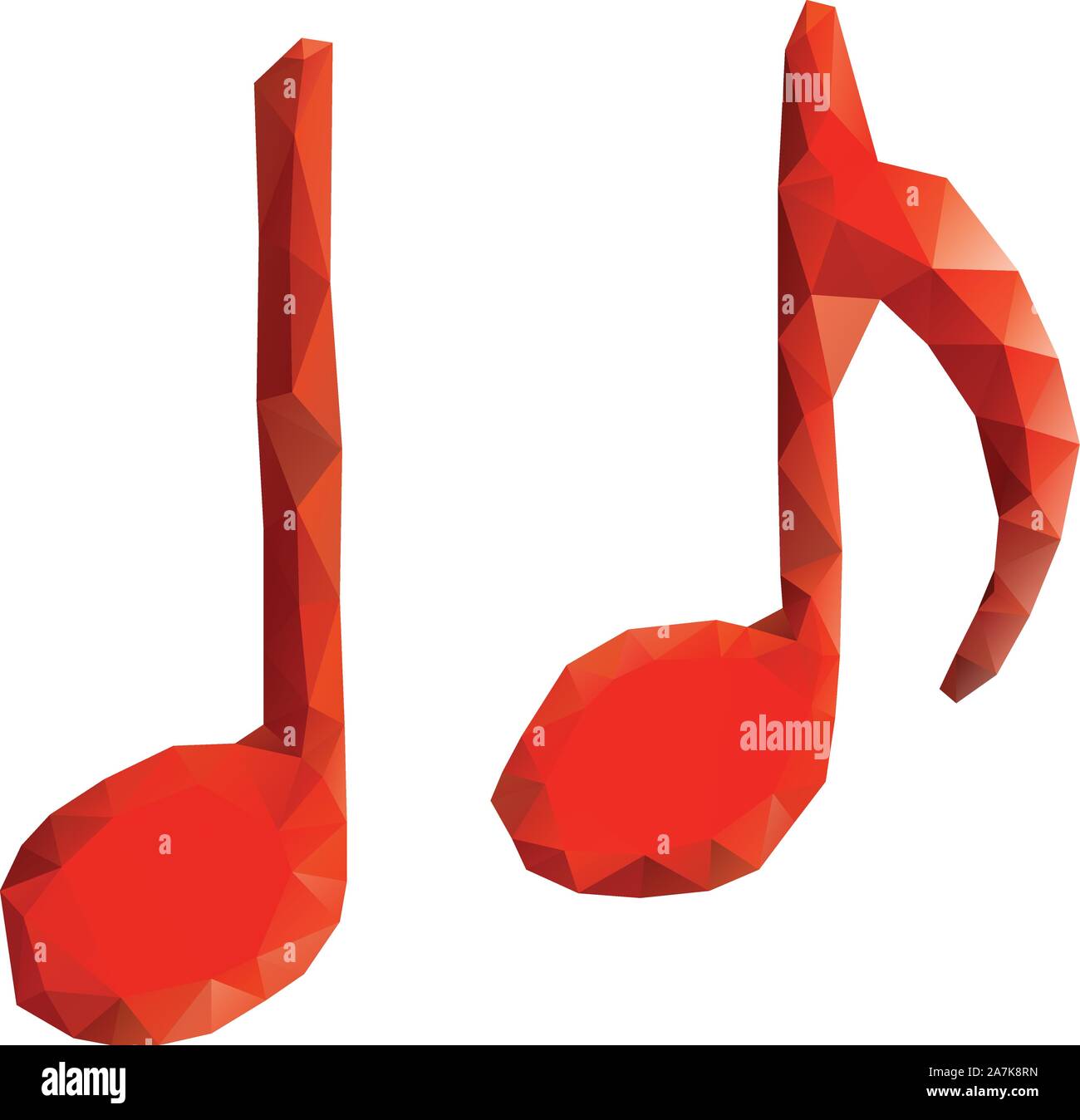Red musical notes made of polygons on white background Stock Vector ...