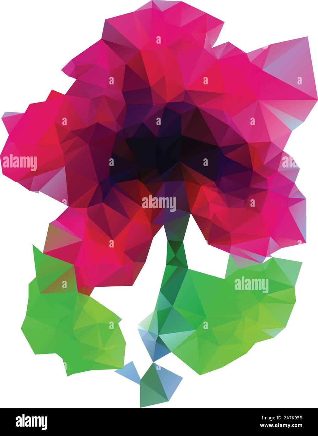 Abstract purple flower with leaves made from polygons Stock Vector ...