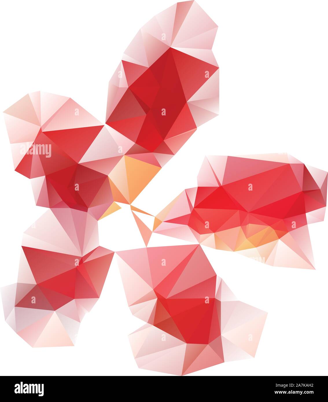 Abstract red flower made of polygons on white background Stock Vector ...