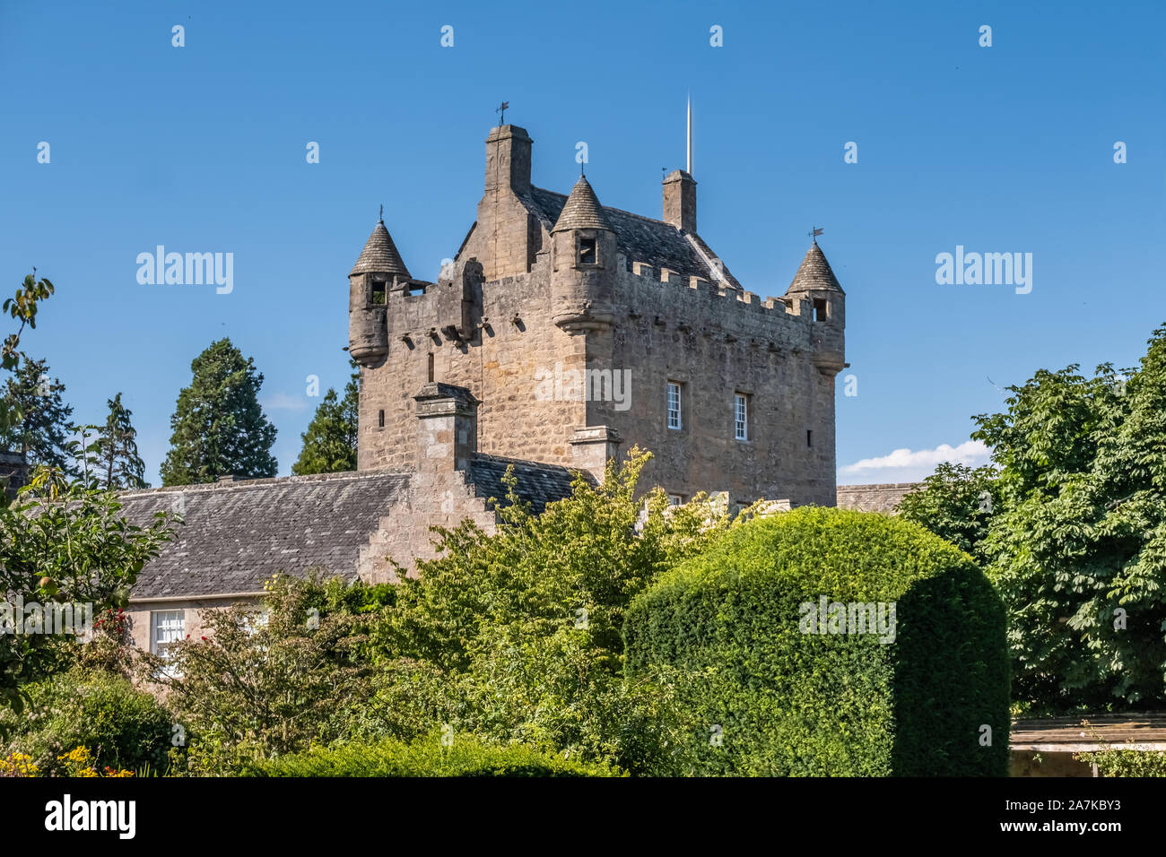 Historical Cawdor Castle, set amid gardens in the parish of Cawdor in ...