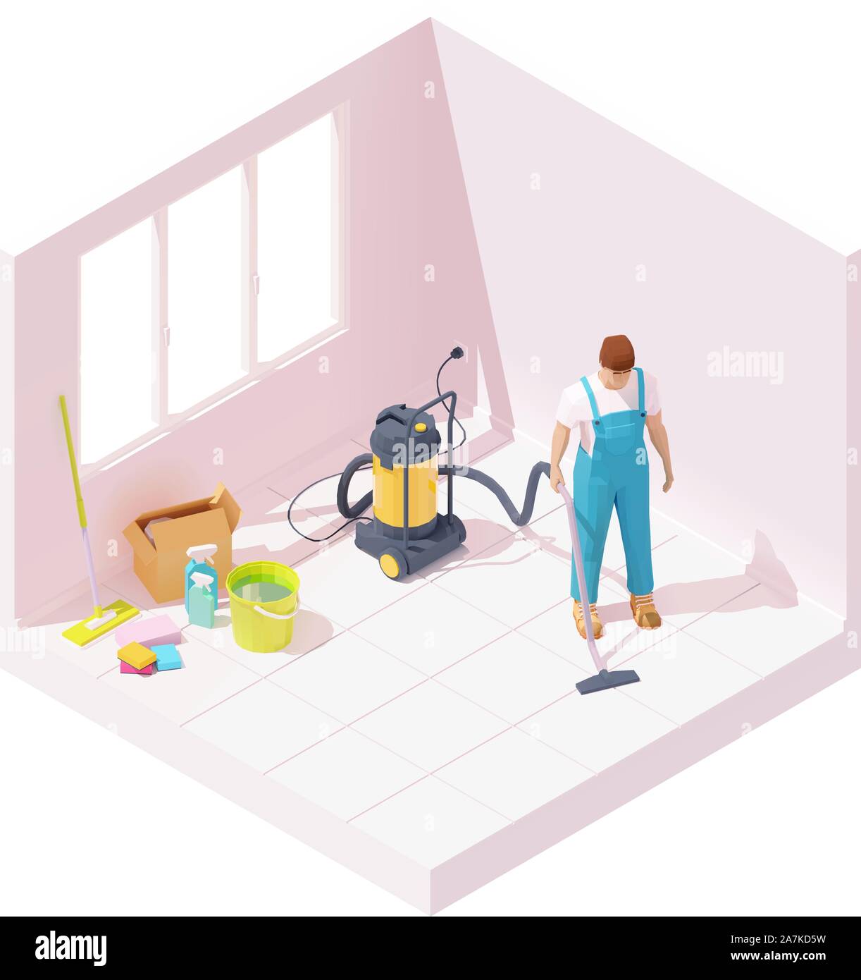 Vector isometric house cleaning after renovation Stock Vector Image ...