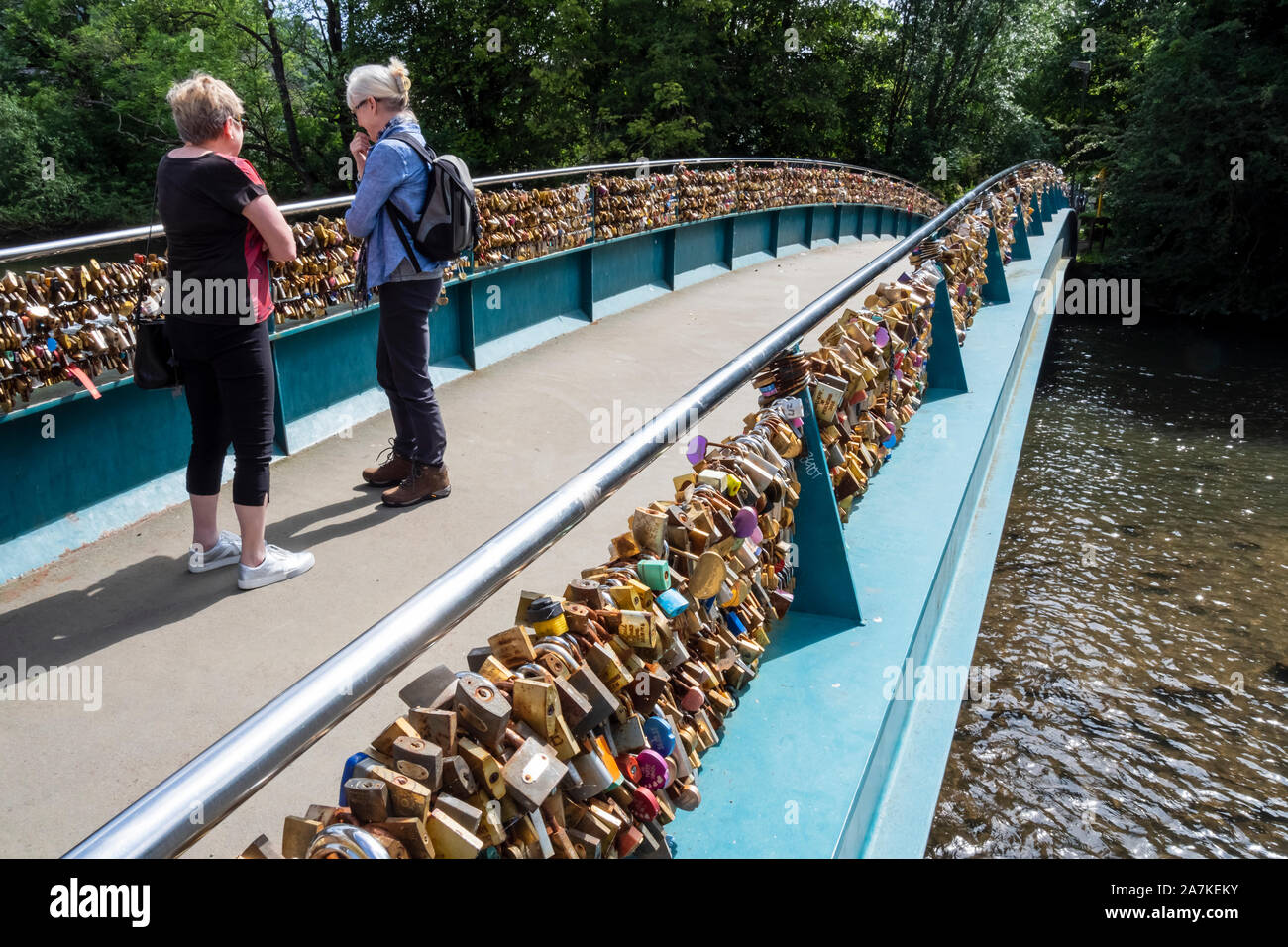 Padlocks on the Lovelock Bridge, Bakewell, Derbyshire, England, UK ...