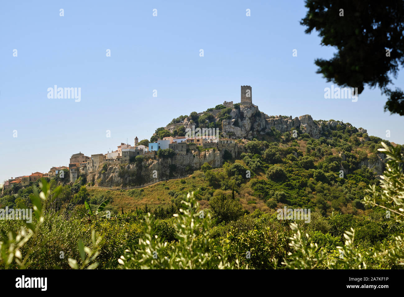 Castello della Fava and the hilltop old town of Posada in Nuoro ...
