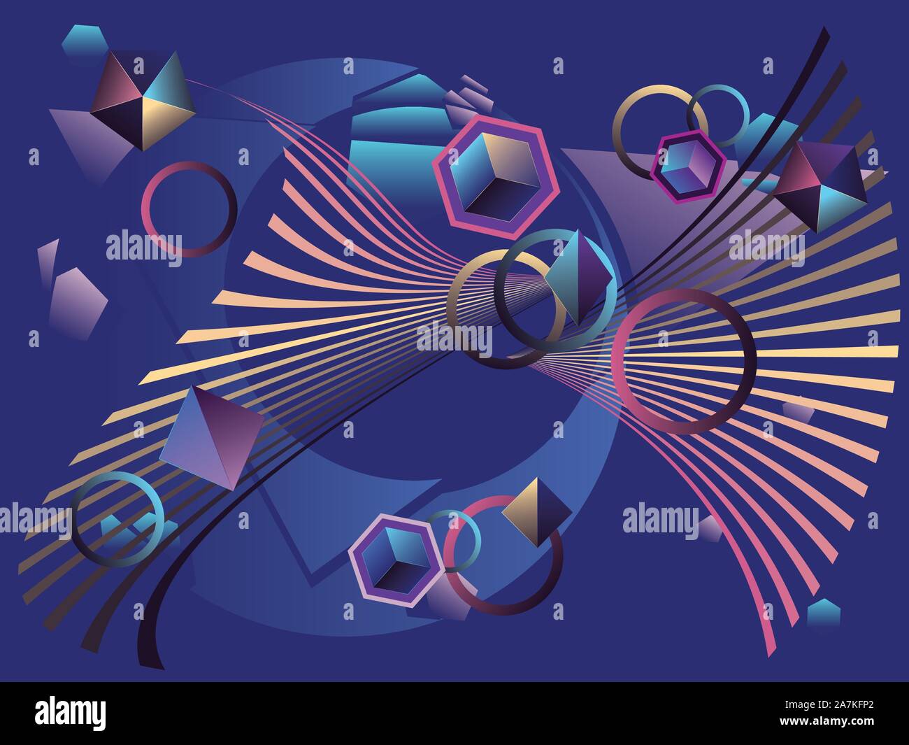 Modern blue colored background with stylized geometric elements Stock ...
