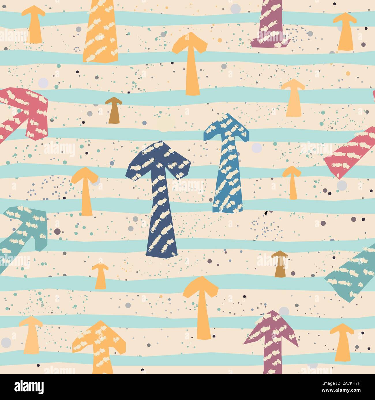 Childish Seamless Texture with Arrows. Hand Drawn Design With Brush ...