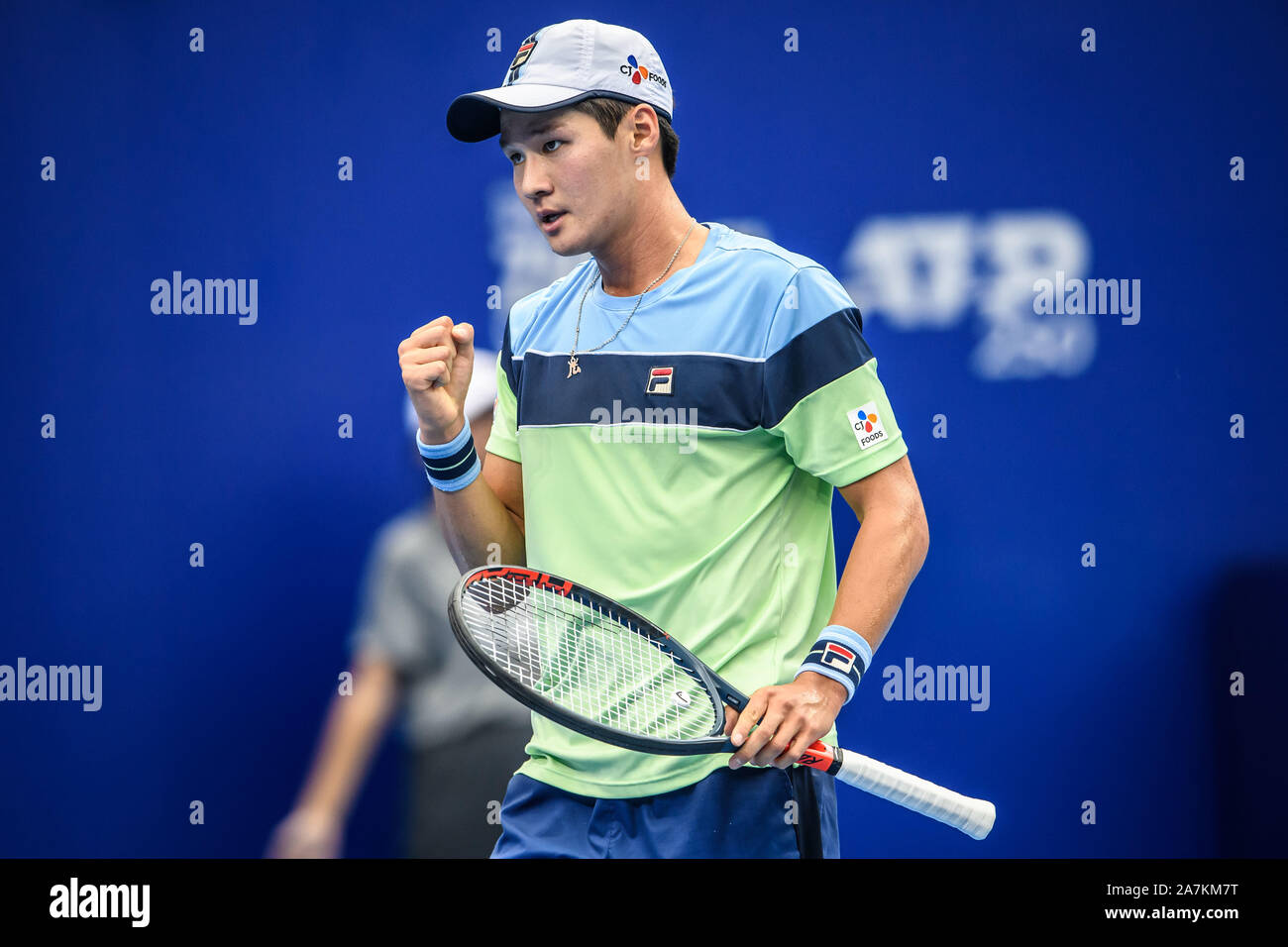 South Korean professional tennis player Kwon Soon-woo competes against ...