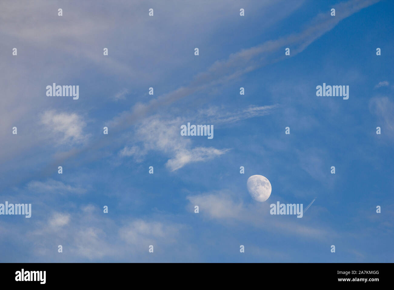 Daytime Moon and Clouds Stock Photo - Alamy